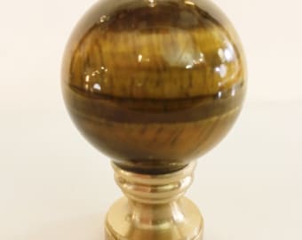 Lamp Finial-rock QUARTZ CRYSTAL Sphere on Pedestal Base in 3 Finishes ...