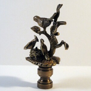 BIRDS IN BRANCHES Aged Brass Finish Lamp Finial-highly Detailed Cast ...
