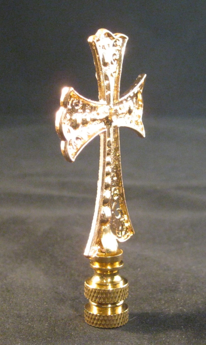 Lamp Finial-gold Rhinestone Cross Lamp Finial-polished Brass Base - Etsy