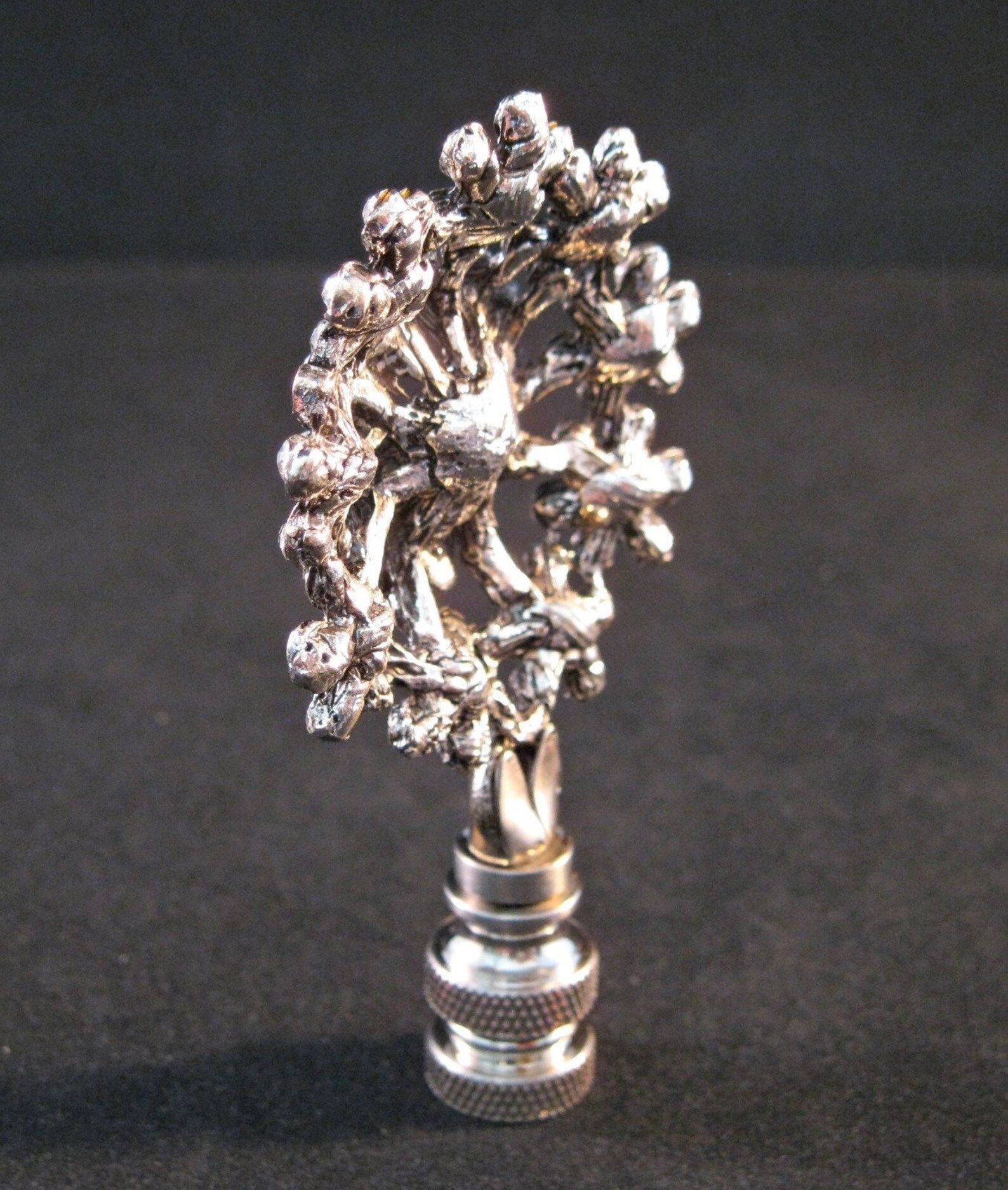 Lamp Finial-antq. SILVER RHINESTONE Flower-b-satin Nickel Base - Etsy