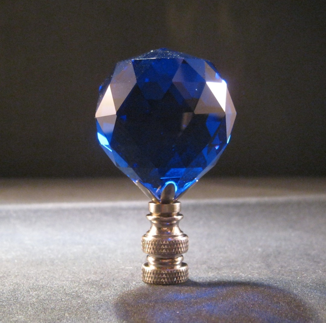 Lamp Finial-stunning Leaded Crystal Lamp Finial-**dark Blue**-satin ...