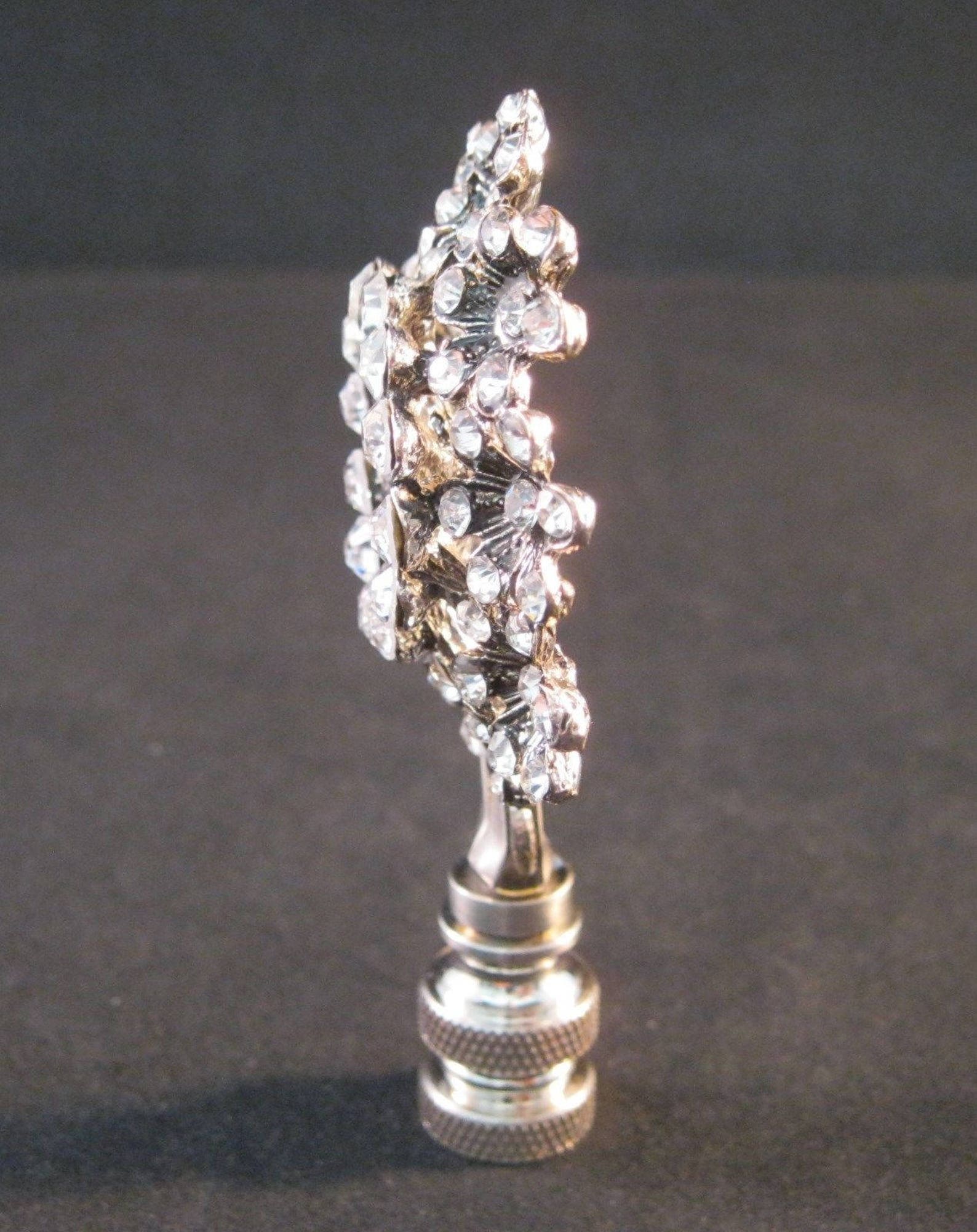 Lamp Finial-antq. SILVER RHINESTONE Flower-b-satin Nickel Base - Etsy