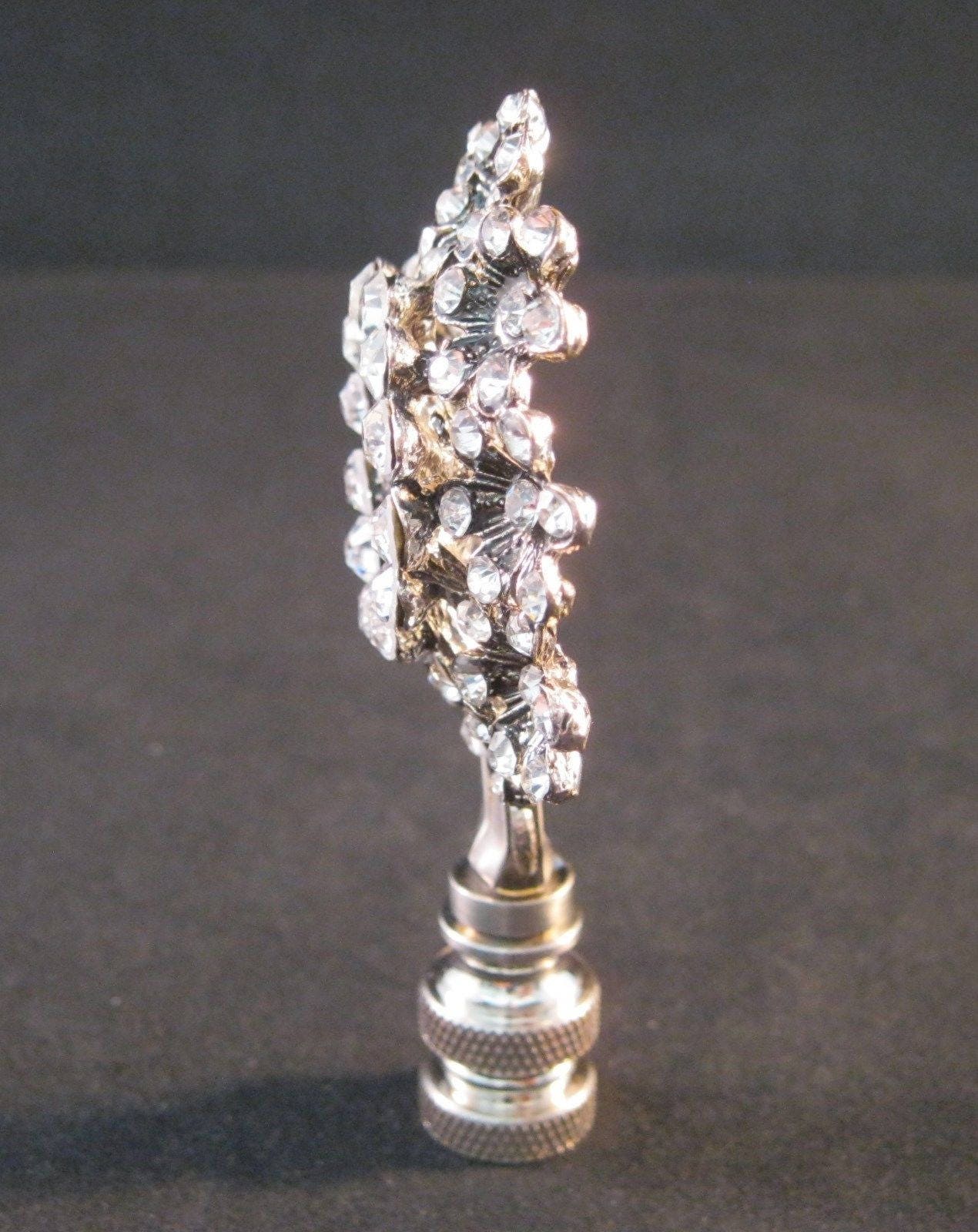 Lamp Finial-antq. SILVER RHINESTONE Flower-b-satin Nickel Base - Etsy