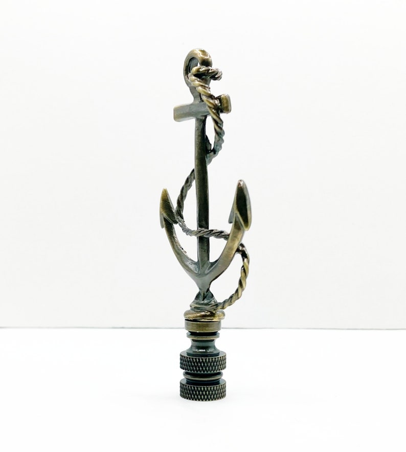 ANCHOR&ROPE Nautical Lamp Finial-aged Brass Finish-highly Detailed ...