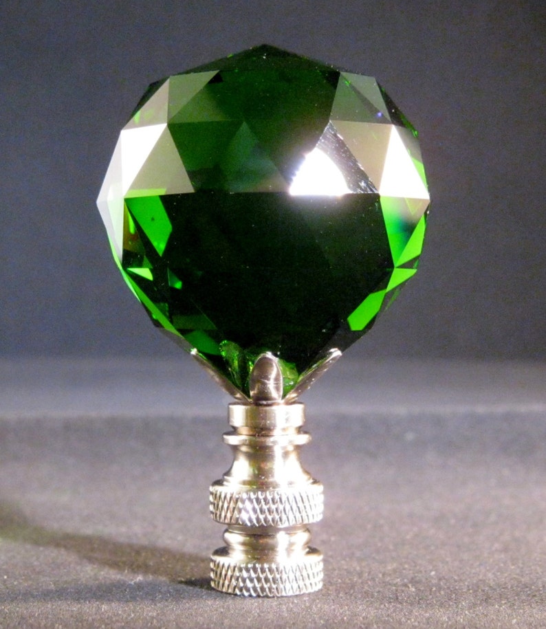 Lamp Finial-stunning Leaded Crystal Lamp Finial-**green**-satin Nickel ...