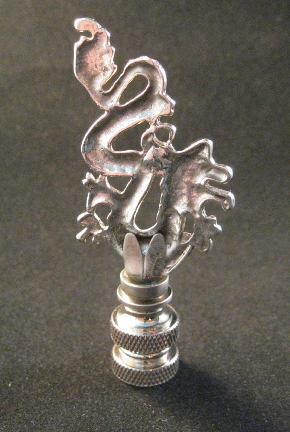 Lamp Finial-antique Silver CHINESE DRAGON Lamp Finial-satin Nickel Base ...
