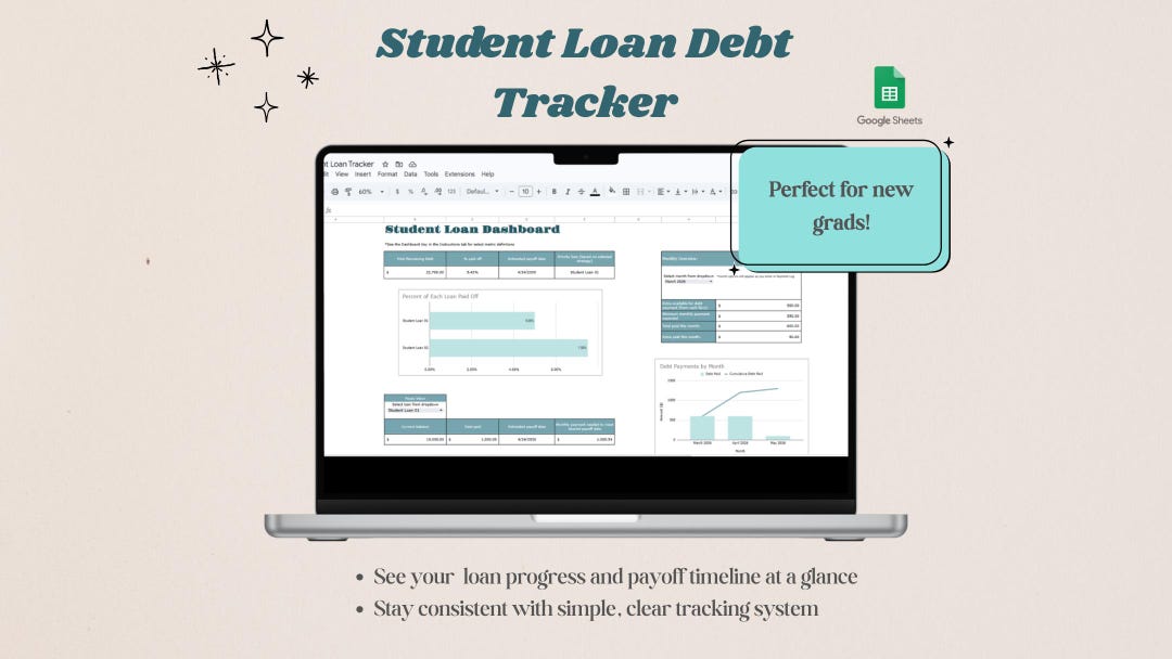 Student Loan Tracker Google Sheets | Debt Payoff Planner | New Grad ...