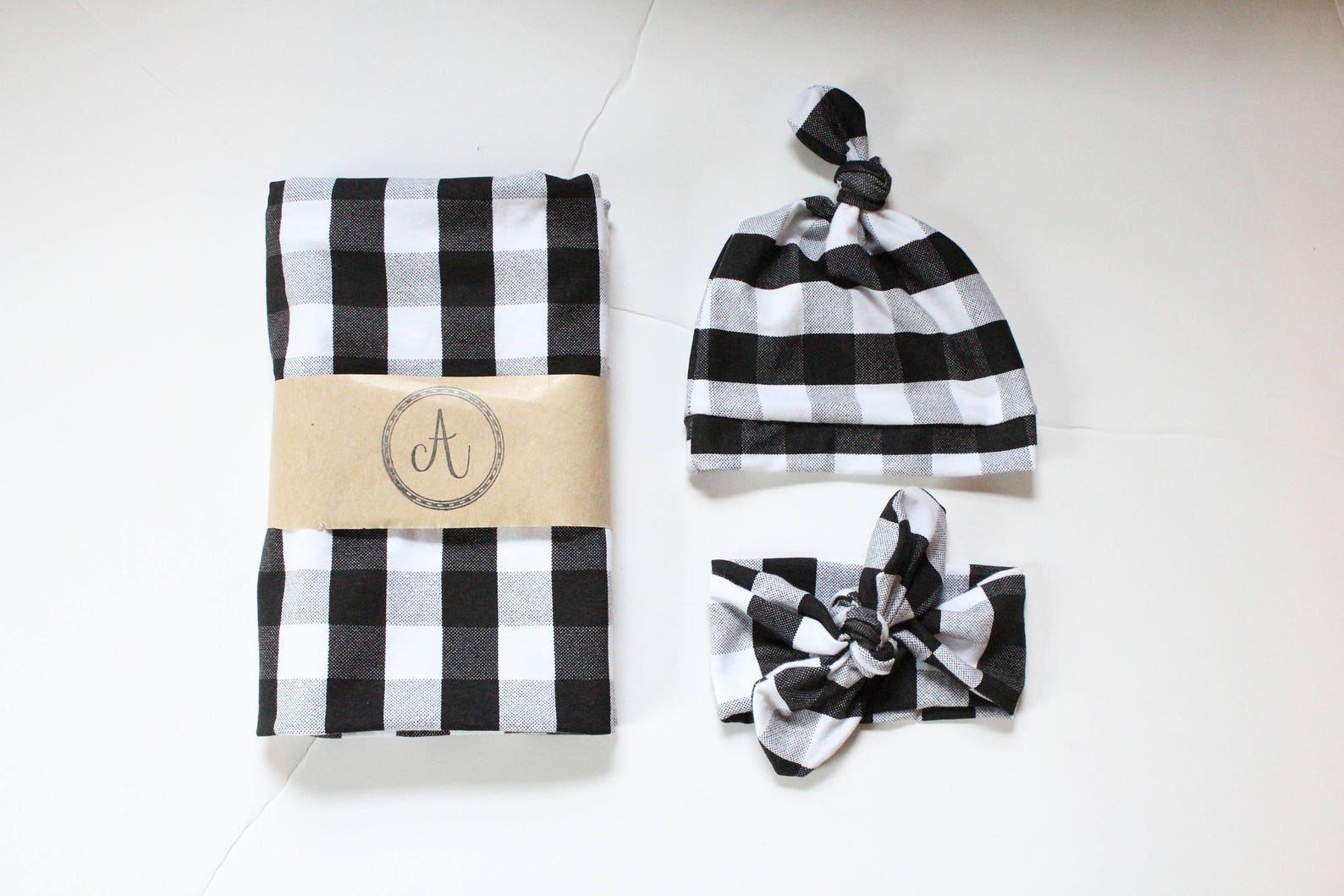 Buffalo Plaid Swaddle Blanket Black and White Check Blanket | Etsy