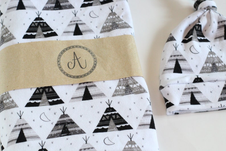 Teeepee Baby Swaddle Blanket Black Grey White Tribal Baby Blanket ...