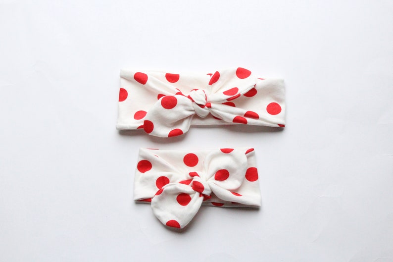 Red Polka Dot Headbands Mommy and Me Headbands Top Knot - Etsy