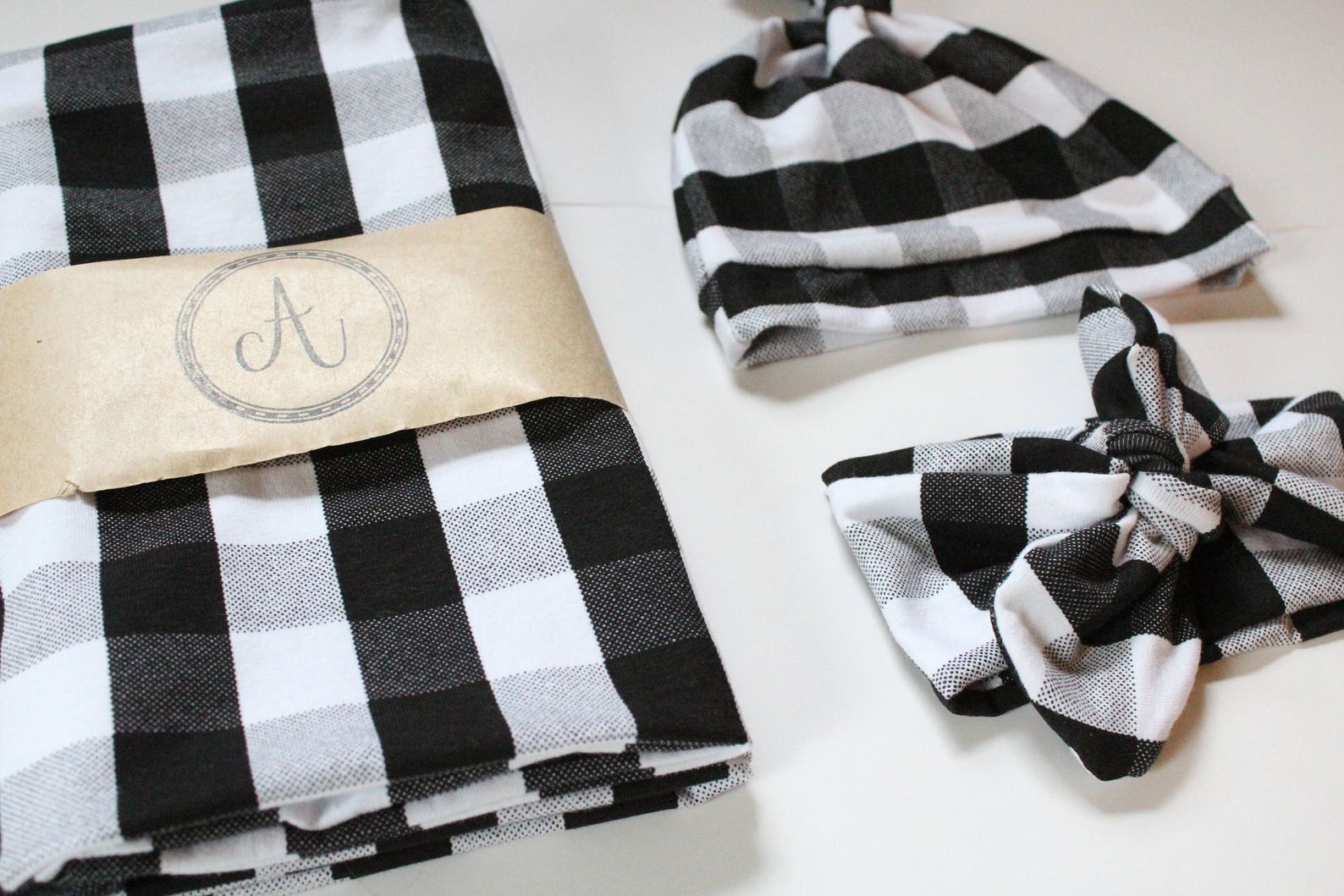 Buffalo Plaid Swaddle Blanket Black and White Check Blanket | Etsy