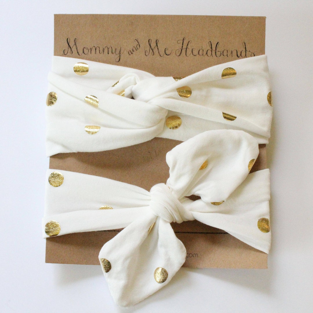 Gold Foil Dot Knot and Turban Headband, Mommy and Me Headbands, Gold ...
