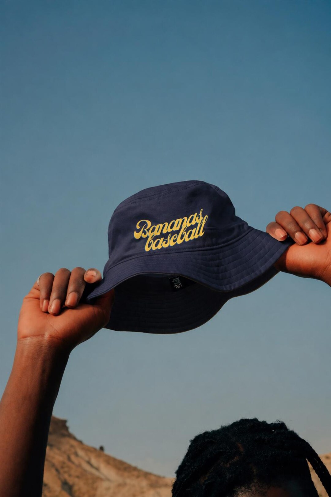 Banana Baseball Bucket Hat | Retro Script, Navy Yellow Hat for Everyone ...