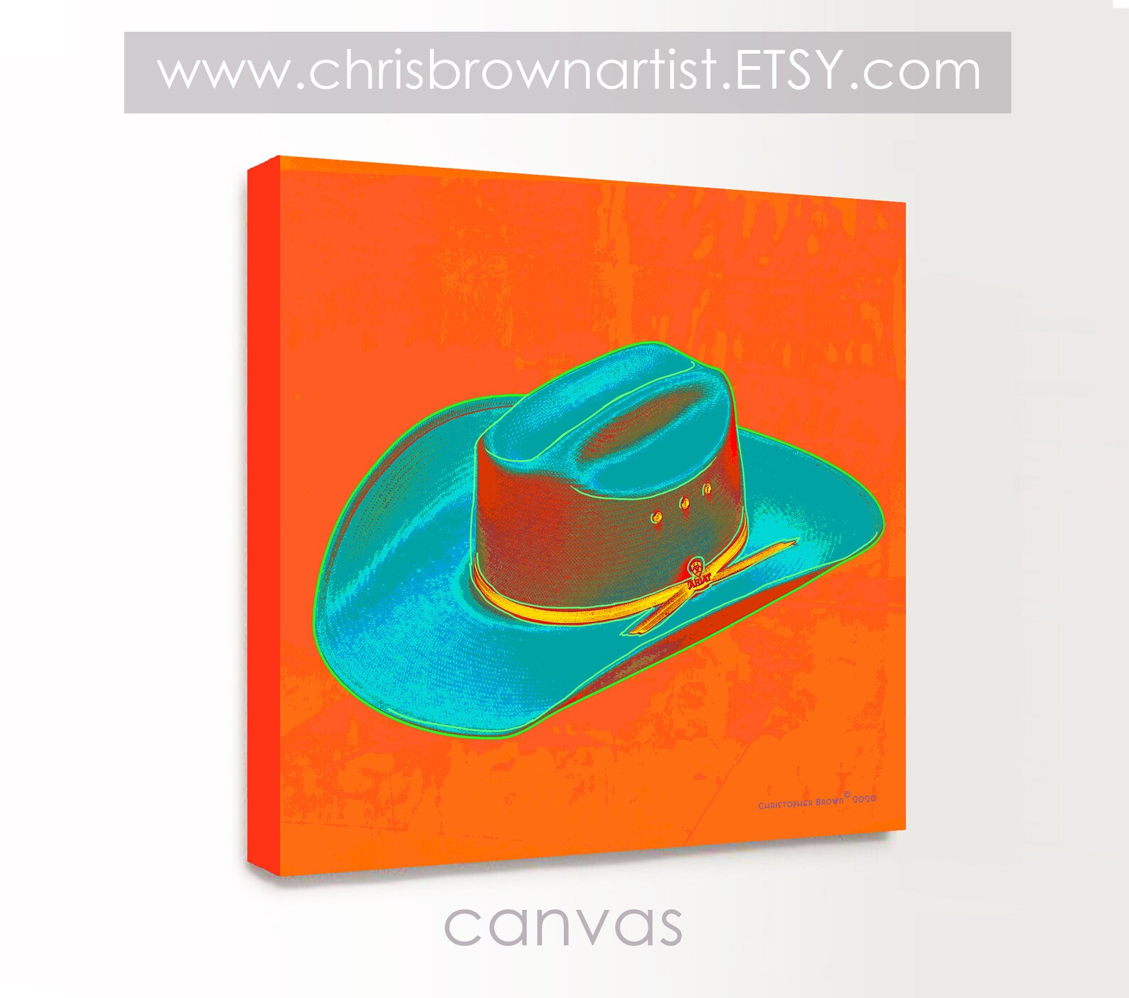 Abstract Art pop Art Cowboy Hat Orange Contemporary - Etsy