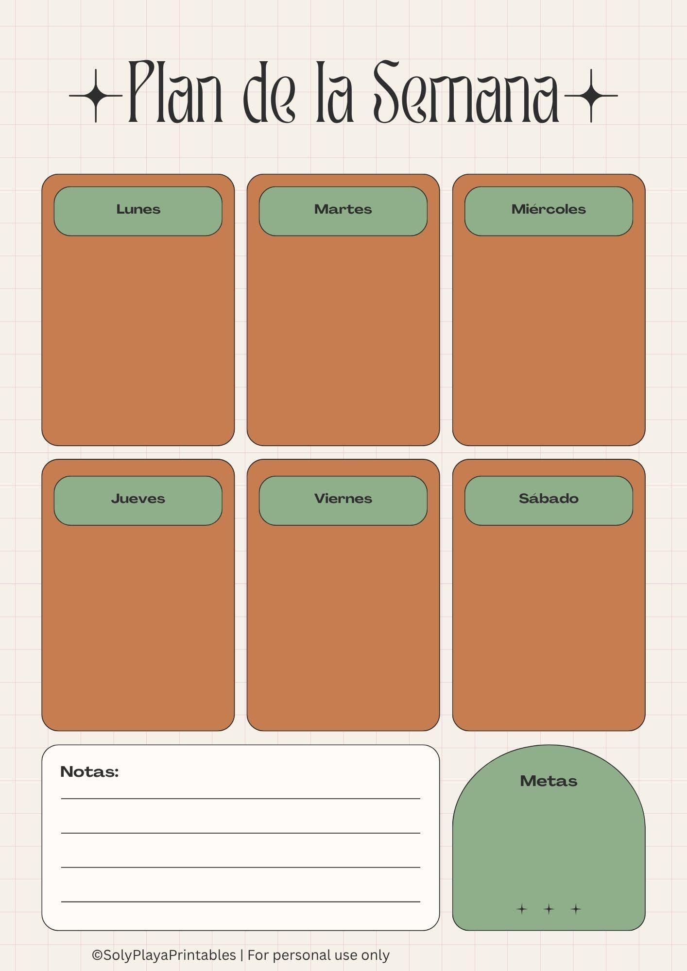 Spanish Weekly Planner Printable | Planificador Semanal Digital ...