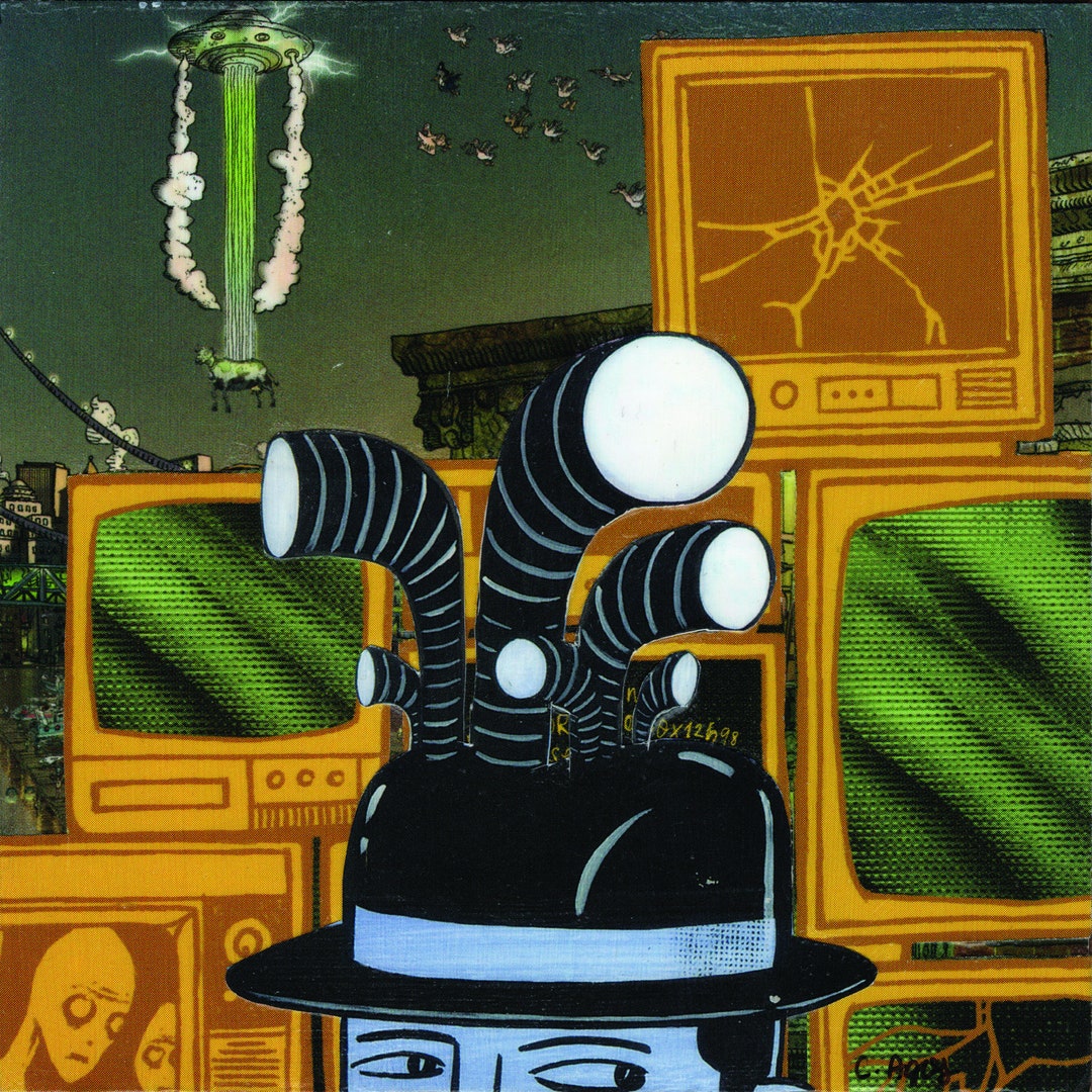 UFO Alien Collage Art Print 5x5 or Magnet - Etsy