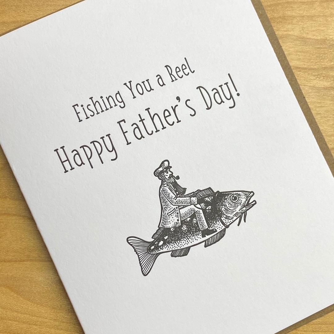 Fishing You a Reel Happy Father’s Day Card, Funny Father's Day Card, Dad Joke Card, Fishing Pun ...