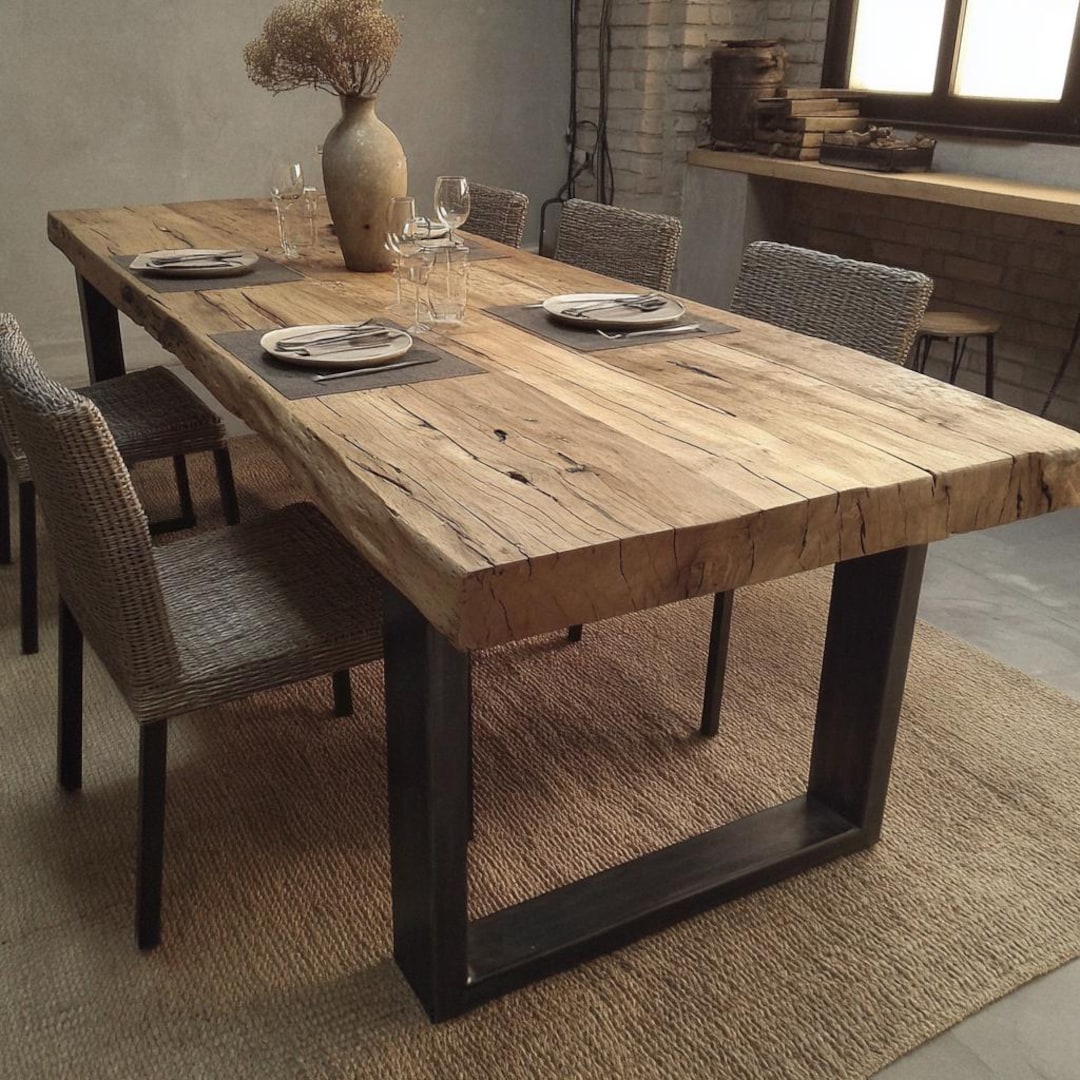 Tavolo rustico da fattoria fatto a mano, tavolo in noce, mobili moderni ...