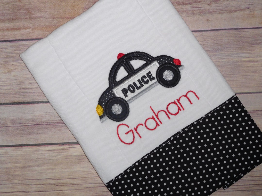 Appliqued Police Car Burp Cloth Transportation Burp Cloth - Etsy