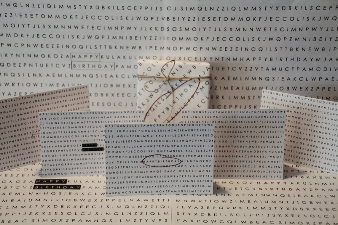 Instant Download, Happy Birthday Word Search Wrapping Paper, Digital ...