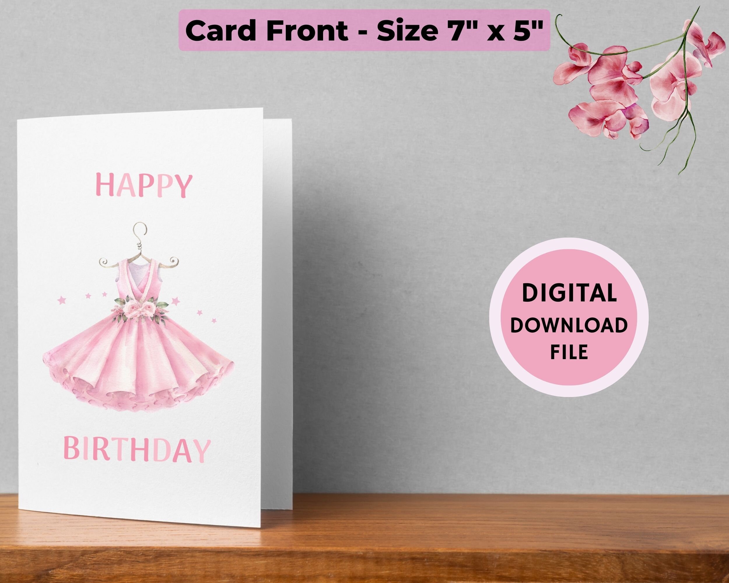 Printable Birthday Card, Digital Download Card, Print at Home, Finished ...
