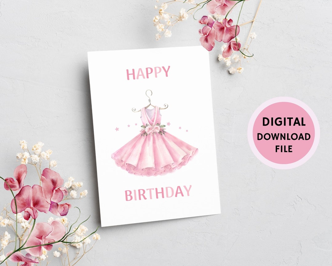 Printable Birthday Card, Digital Download Card, Print at Home, Finished ...