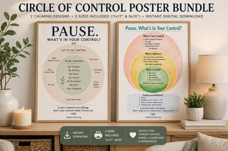 Circle of Control Poster Set | 2 Printable Designs | Anxiety Relief ...