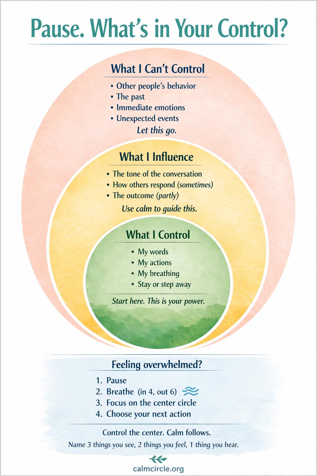 Minimal Circle of Control Poster | Calm Mind Printable | Anxiety Relief ...