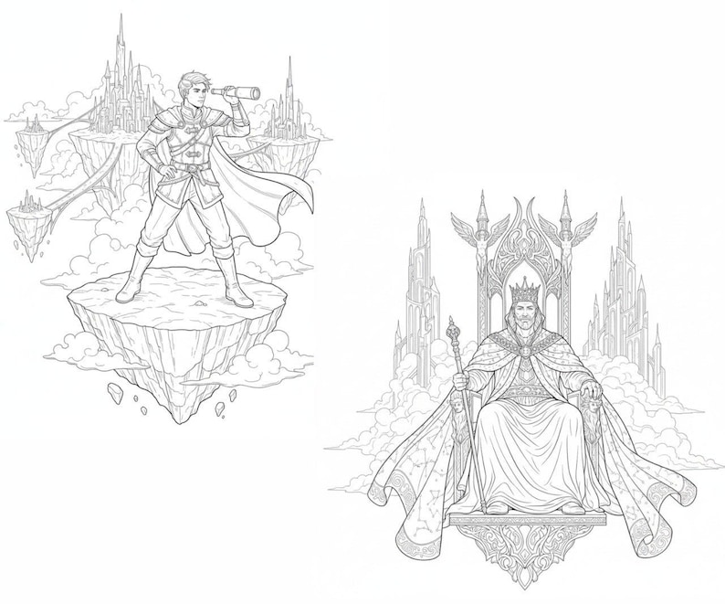 Celestial Kingdom Coloring Pages: 150 Magical Fantasy Line Art Stamps ...