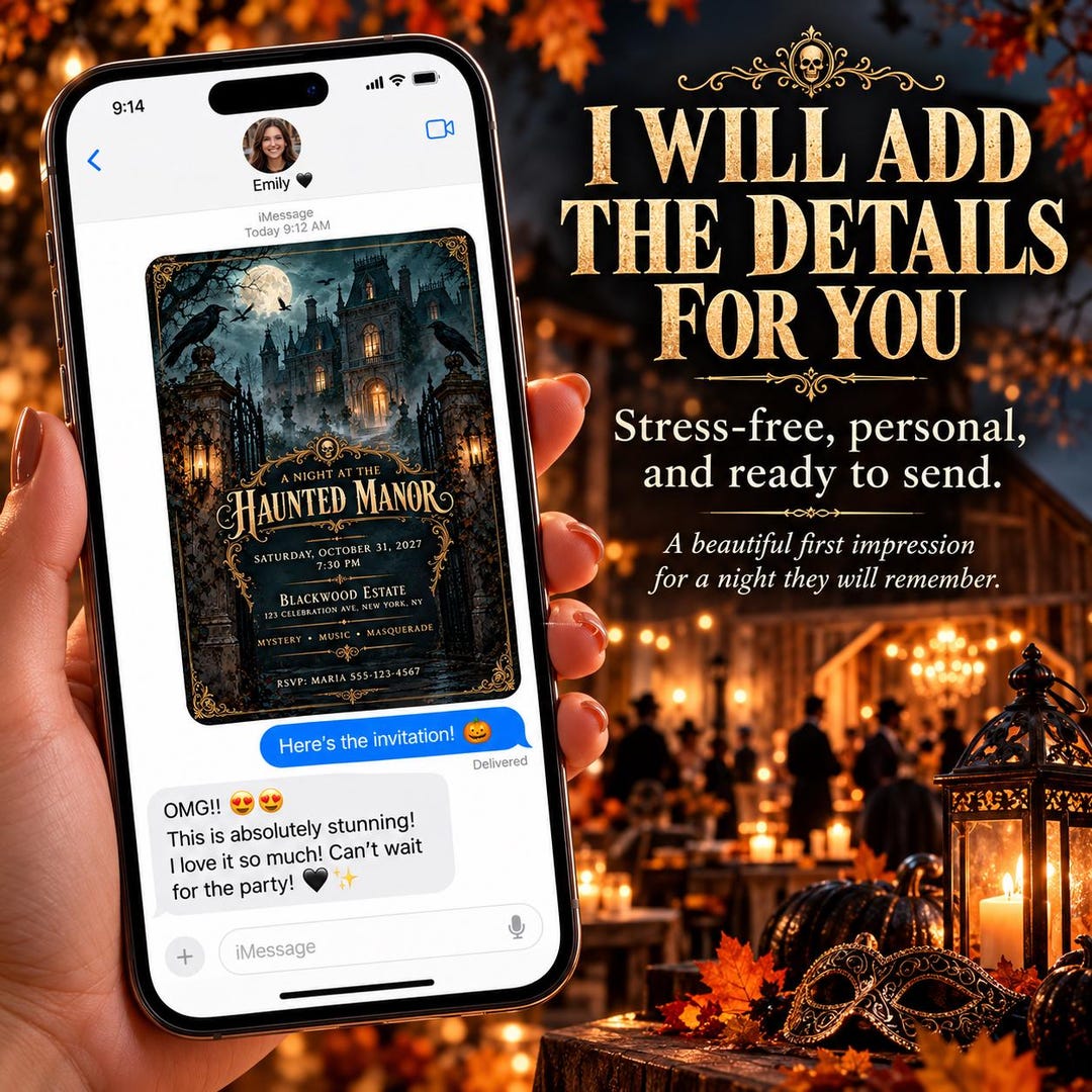 Personalized Haunted Manor Halloween Invitation | Gothic Halloween ...