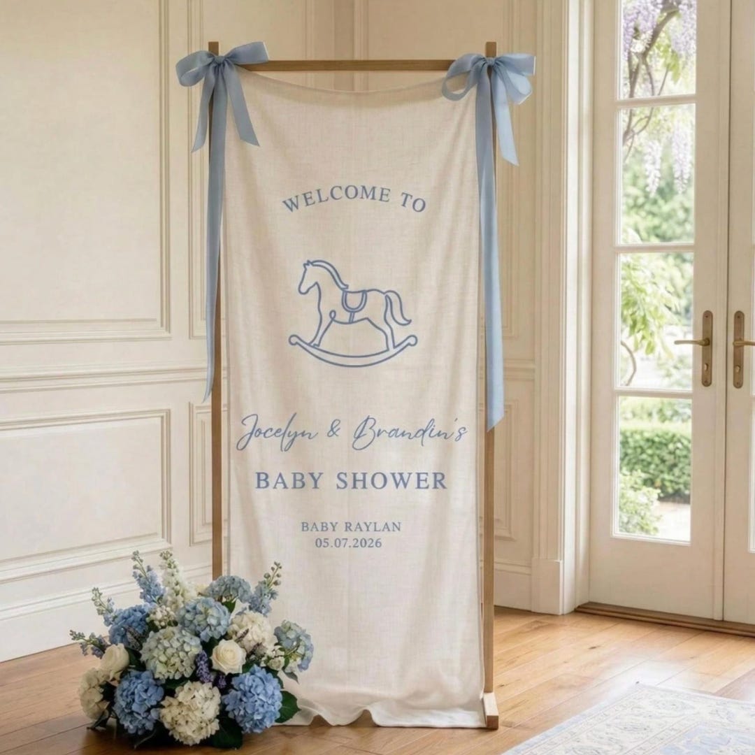 Custom Baby Shower Welcome Sign | Baby Rocking Horse | Birth ...