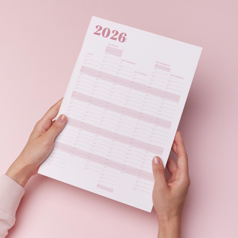 Calendrier semestriel 2026 | Agenda linéaire juillet-décembre (PDF A3 ...
