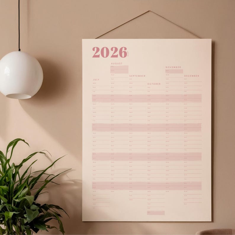Calendrier semestriel 2026 | Agenda linéaire juillet-décembre (PDF A3 ...