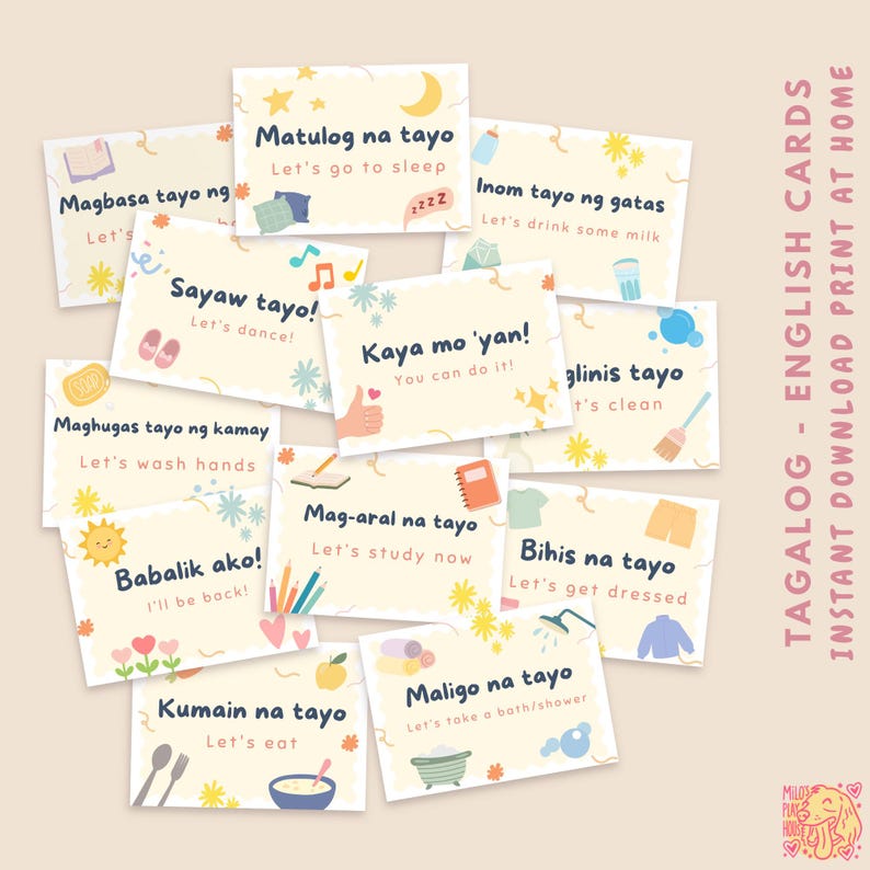 Bilingual Tagalog English Daily Routine Cards for Toddlers (digital ...