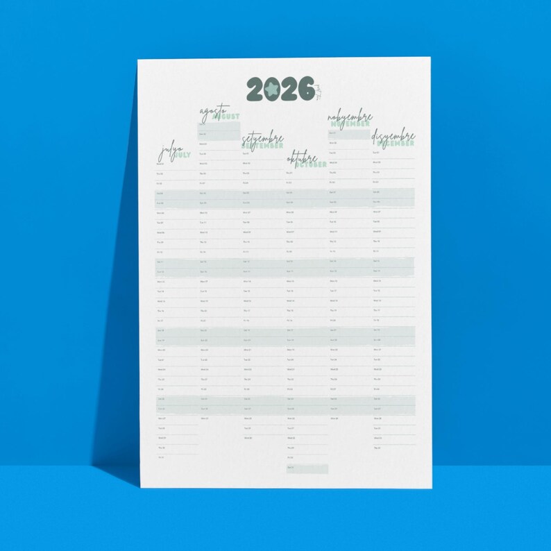 2026 Half Year Tagalog Calendar - Bilingual Minimalist Planner - Modern ...