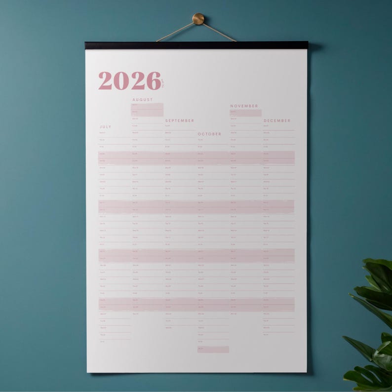 Calendrier semestriel 2026 | Agenda linéaire juillet-décembre (PDF A3 ...