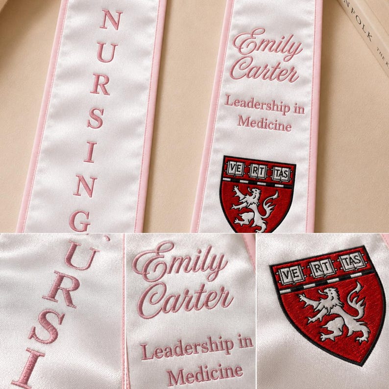Custom Embroidered Text Logo Graduation Stole, Personalized Graduation ...