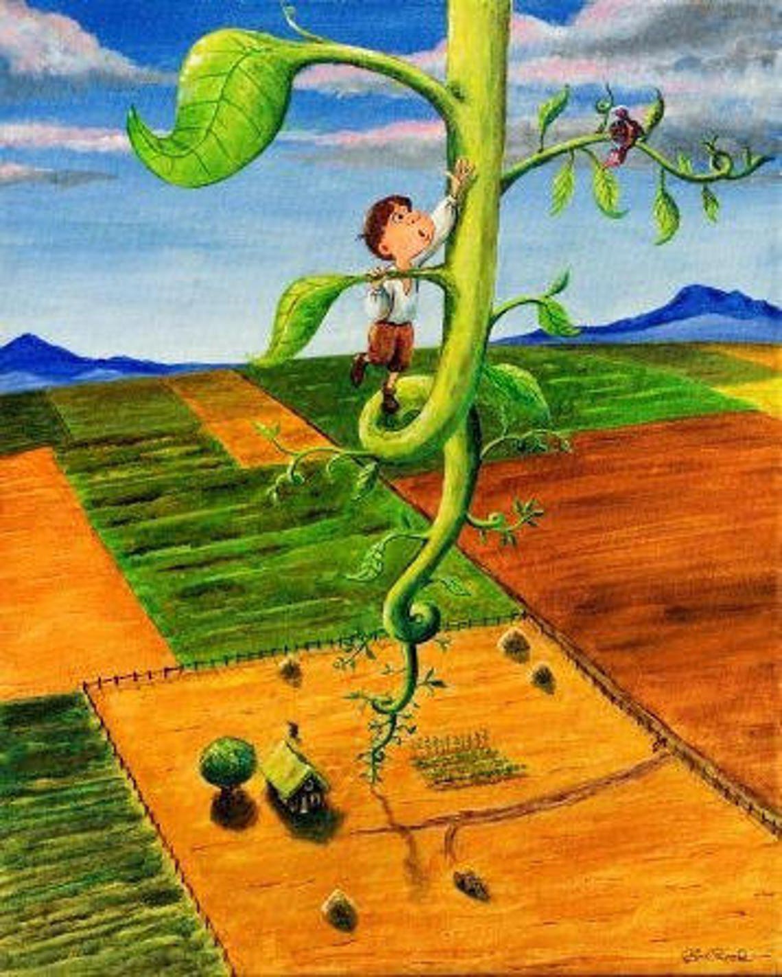 Jack and the Beanstalk Original Painting Art Print - Etsy