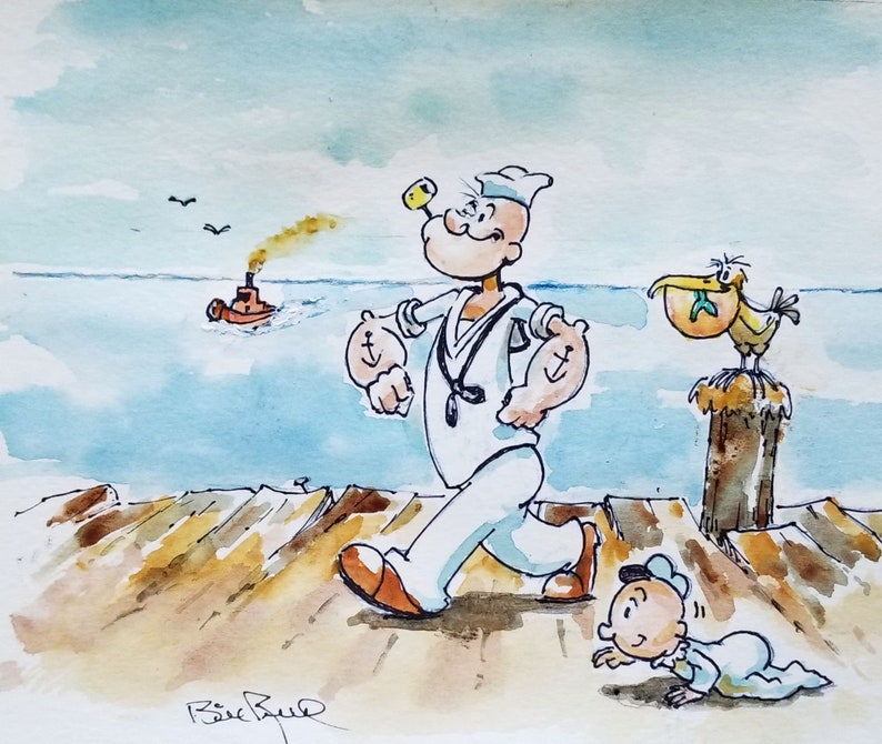 Popeye and Swee'pea Cartoon Art Print - Etsy
