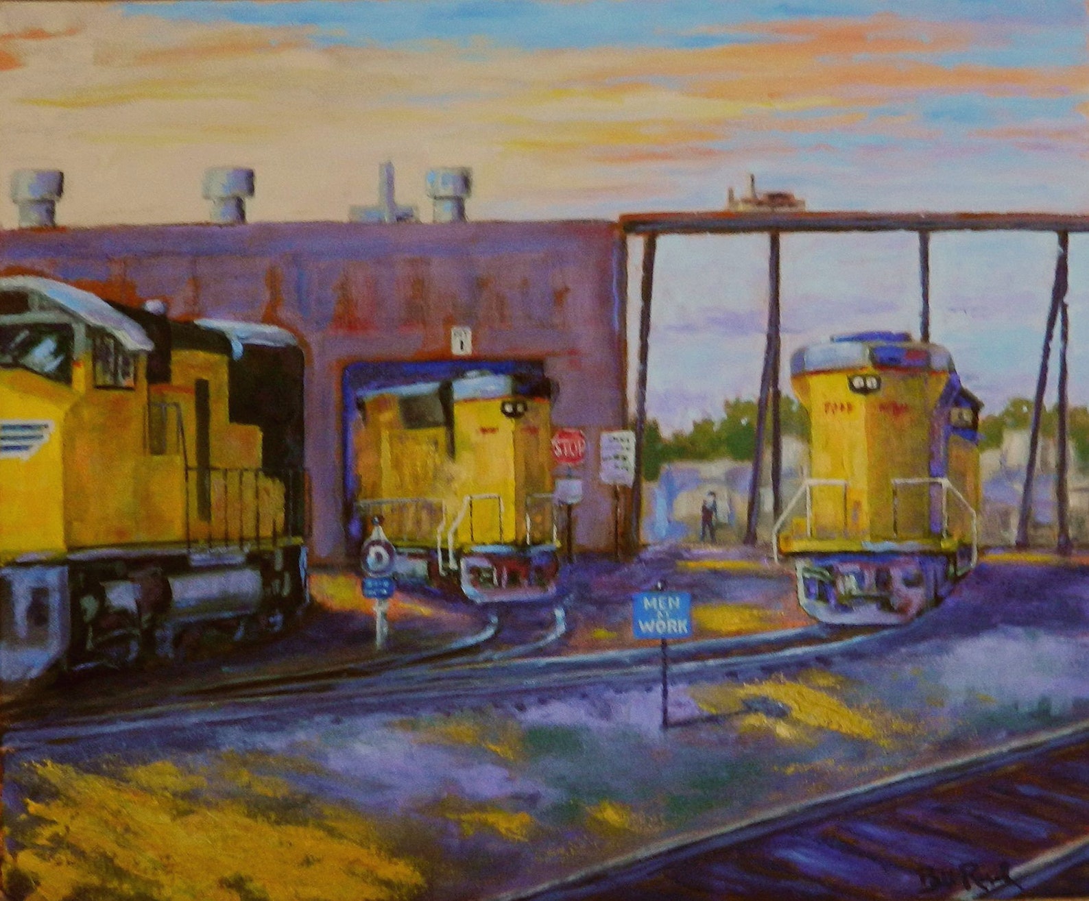 Men at Work Railroad Oil Painting Fine Art Prints | Etsy