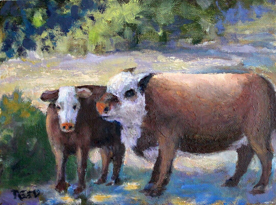Cows in Shade - Original Oil Painting - Etsy