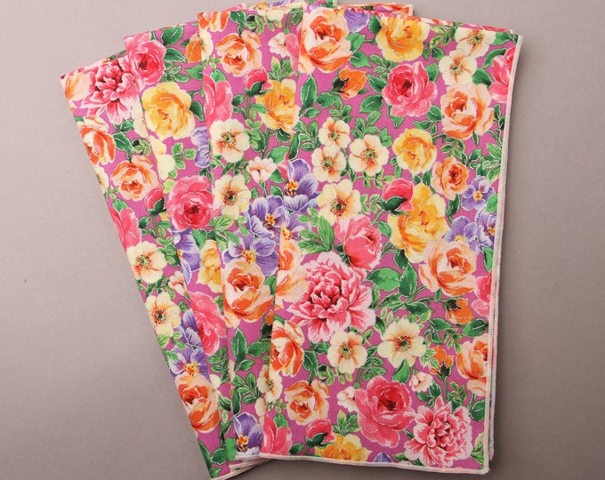 Spring Napkins, Floral Napkins, Set of 4 Cloth Napkins, Cotton Napkins ...