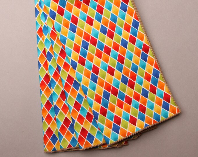 Summer Table Napkins, Bright Colored Diamond Napkins, Red, Orange, Aqua ...
