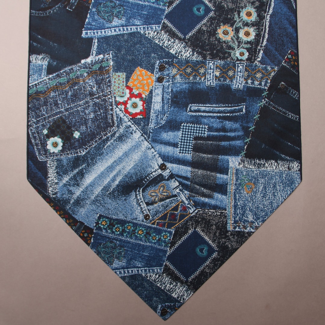 Denim Look Table Runner, Large 72" Table Runner - Etsy