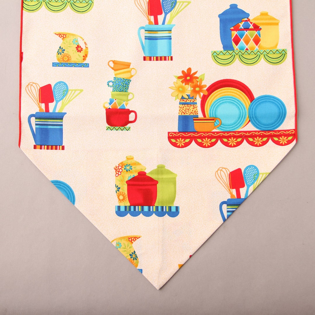 Modern Kitchen Table Runner, Kitchen Themed Table Runner, Small 36 ...