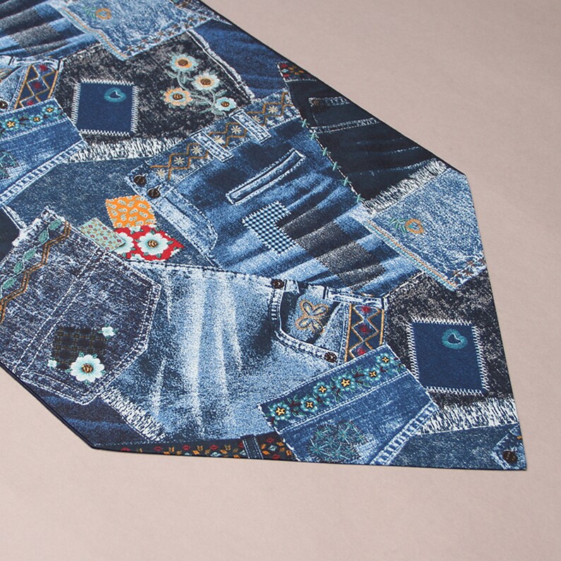 Denim Look Table Runner, Large 72" Table Runner - Etsy