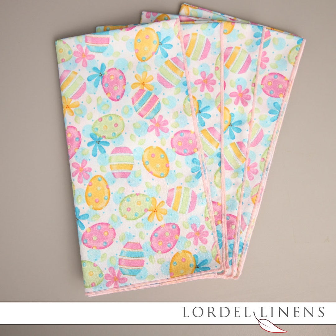 Easter Napkins, Set of 4 Cloth Table Napkins, Napkins With Brightly ...