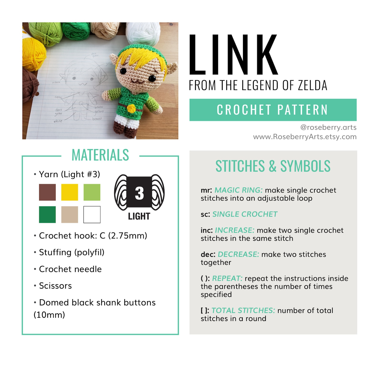 Link Crochet Pattern the Legend of Zelda Inspired | Etsy