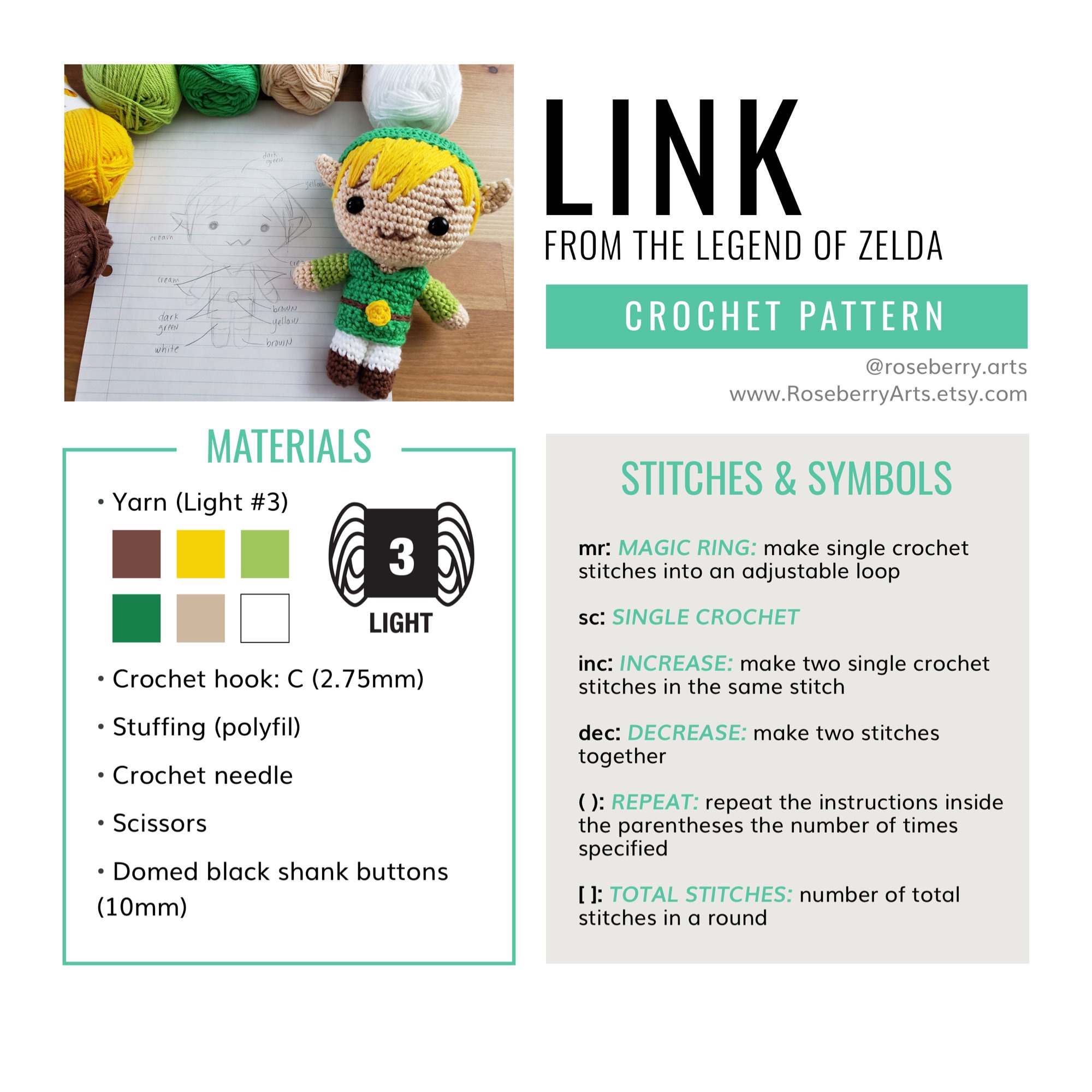 Link Crochet Pattern the Legend of Zelda Inspired - Etsy