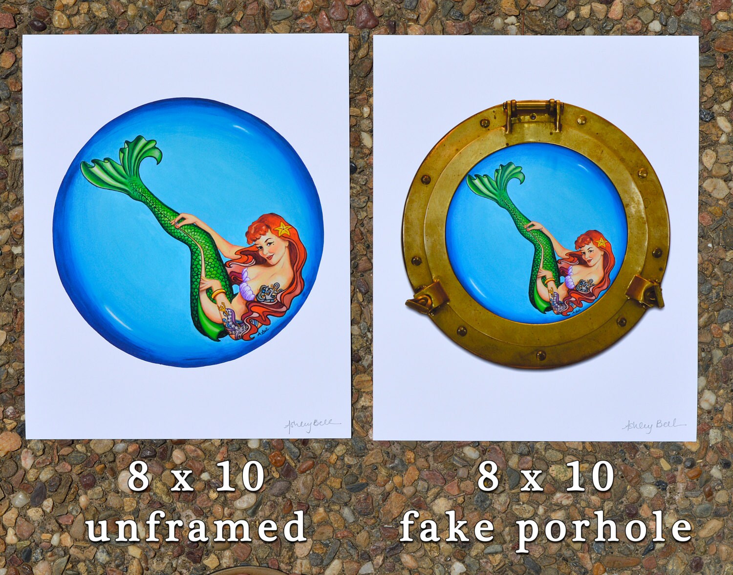 Porthole Pinup Mermaid Pinup Painting Nautical Frame - Etsy